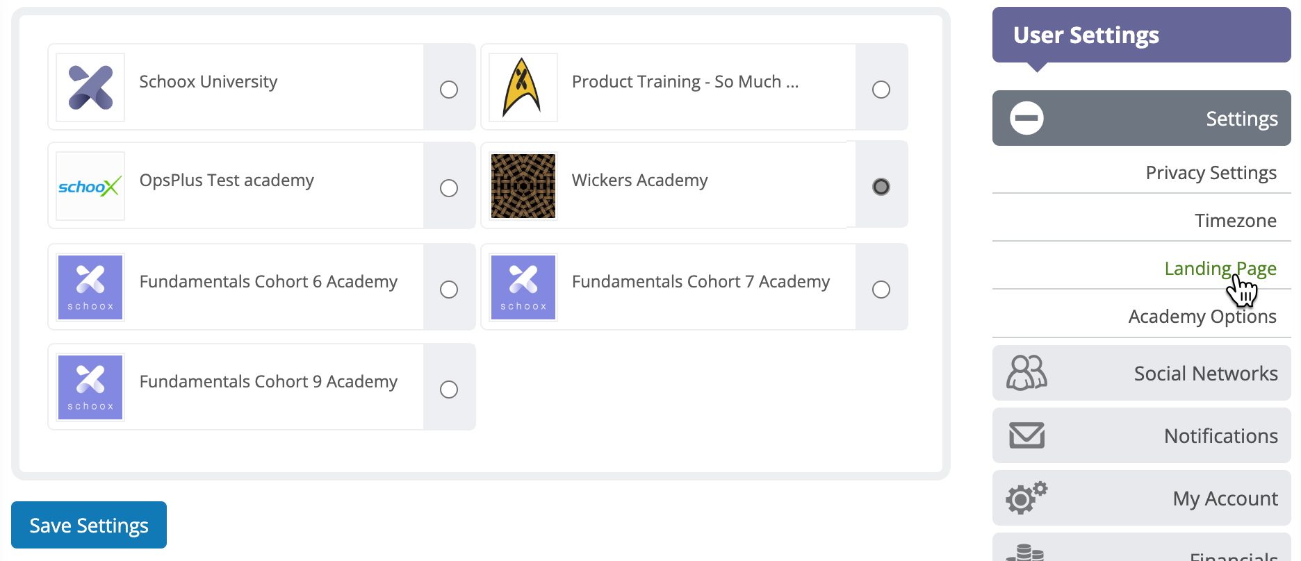 Changing Your Landing page – Schoox