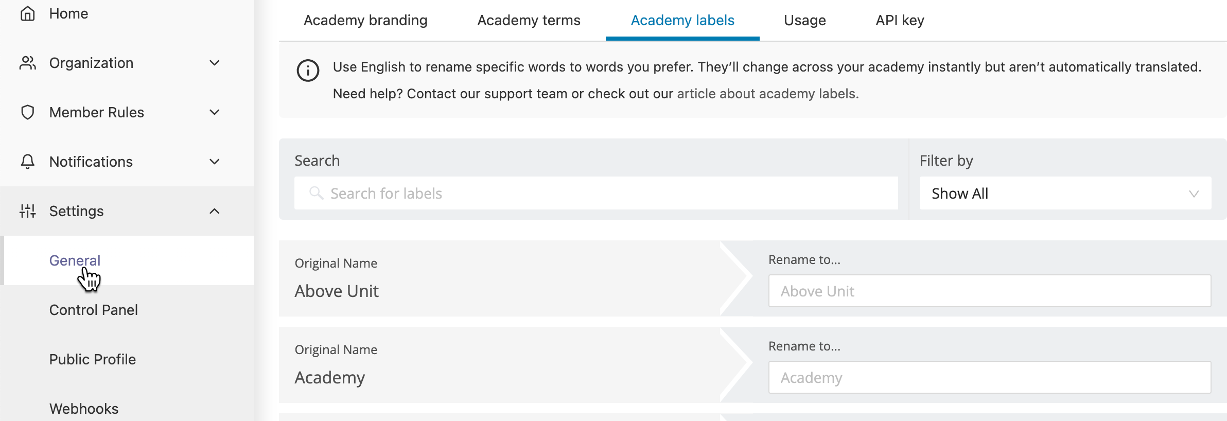Replacing Academy Labels – Schoox